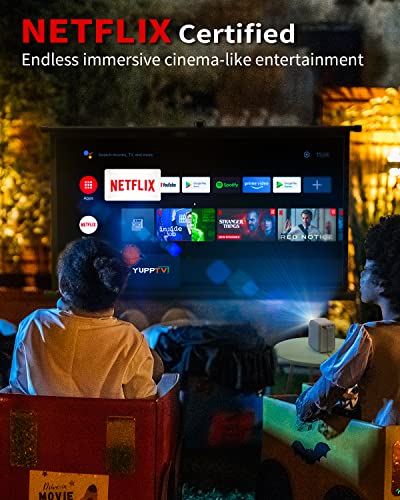 Native 1080P FHD Projector, 4K projector with Netflix-Certified, Android TV10.0, 5000+ Apps, 350 ANSI, Stereo Speaker, 5G WiFi & Bluetooth, Movie Projector Wireless Compatible with iOS/Android/Windows