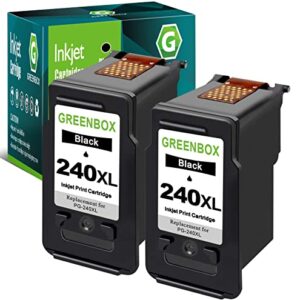 GREENBOX Remanufactured High Yield PG-240 XL Black Ink Cartridge Replacement for Canon 240XL PG240 for Pixma MG3600 MG3620 MG3220 MG3520 MG3522 MX432 MX472 MX512 MX532 TS5120 Printer (2 Pack)