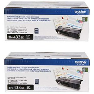 Brother Genuine TN433BK 2-Pack High Yield Black Toner Cartridge with Approximately 4,500 Page Yield/Cartridge