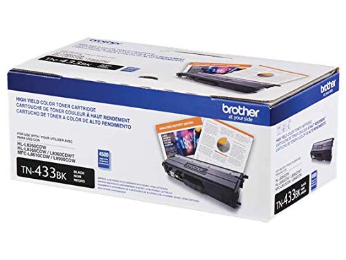 Brother Genuine TN433BK 2-Pack High Yield Black Toner Cartridge with Approximately 4,500 Page Yield/Cartridge