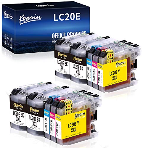 Kogain Compatible LC20EXXL Ink Cartridges Replacement for Brother LC20EXXL Ink cartridges, Work for Brother MFC-J985DW MFC-J775DW J5920DW Printer 10-Pack(4 Black, 2 Cyan, 2 Magenta, 2 Yellow)