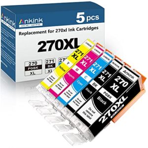 ankink compatible canon ink cartridge pgi-270xl&cli-271xl use pixma mg5720 mg6821 mg7720 ts6020 ts8020 ts9020 printer 270 271 xl combo pack(pgi-270:pgbk,cli-271:black,cyan,magenta,yellow)