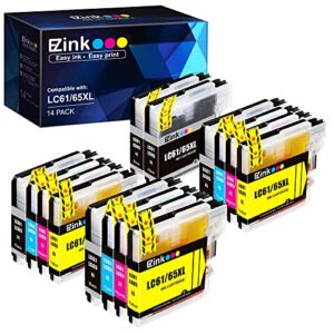 e-z ink (tm) compatible ink cartridge replacement for brother lc-61 lc61bk lc61c lc61m lc61y to use with mfc-490cw mfc-495cw mfc-6490cw mfc-6890cdw (5 black, 3 cyan, 3 magenta, 3 yellow) 14 pack