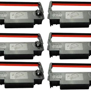 ERC 30 / 34 / 38 Ink Ribbon Cartridge Black and Red Compatible Epson TM 200, TMU 220, TMU230 Printers (6 Pack)