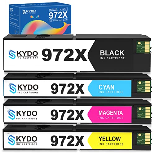 972X Ink Cartridge Compatible Replacement for HP 972X 972 972A Work with PageWide Pro 477dw 577dw 577z 552dw 452dn 452dw 477dn P55250dw Printers (Black & Cyan Magenta Yellow) 4 Pack Combo