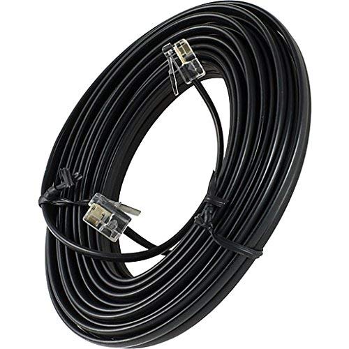 True Decor 25 Feet Black Phone Telephone Extension Cord Cable Wire with Standard RJ-11 Plugs