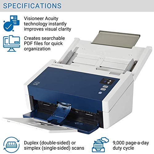 Visioneer Xerox DocuMate 6440 Duplex Document Scanner for PC and Mac, Automatic Document Feeder (ADF), white & navy (XDM6440-U)