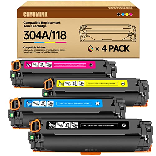 JC Toner Compatible for 304A CC530A CC531A CC532A CC533A Toner Cartridges for use with Color LaserJet CP2025 CP2025dn;imageCLASS MF726Cdw LBP7660Cdn MF8350Cdn (Black Cyan Yellow Magenta)