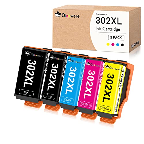 OINKWERE Remanufactured 302XL Ink Cartridge Replacement for Epson 302 Ink Cartridges 302 XL T302XL T302 to Use with XP-6000 XP-6100 XP6000 XP6100 Printer (5-Pack)