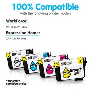 Smart Ink Remanufactured Ink Cartridge Replacement for Epson 212 Ink Cartridges 212XL T212 XL to use with Workforce WF-2830 WF-2850 XP-4100 XP-4105 (Black & Cyan/Magenta/Yellow 4 Combo Pack)