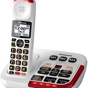 Panasonic KX-TGM420W + (3)KX-TGMA44W Amplified Cordless Phone with Digital Answering Machine Expandable upto 6 Handsets and Voice Volume Booster 40 dB