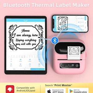 M220 Label Maker, Phomemo Label Printer, 3 Inch Bluetooth Thermal Sticker Maker Machine for Home,Office,School,Barcode Printer for Address,Mailing,Box,Cup,Compatible with Phone & PC,with 3 Rolls Label