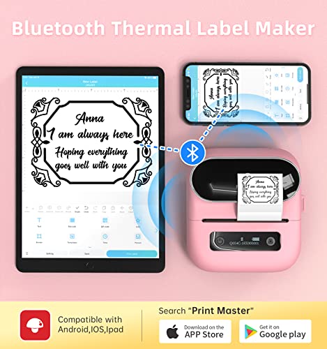 M220 Label Maker, Phomemo Label Printer, 3 Inch Bluetooth Thermal Sticker Maker Machine for Home,Office,School,Barcode Printer for Address,Mailing,Box,Cup,Compatible with Phone & PC,with 3 Rolls Label