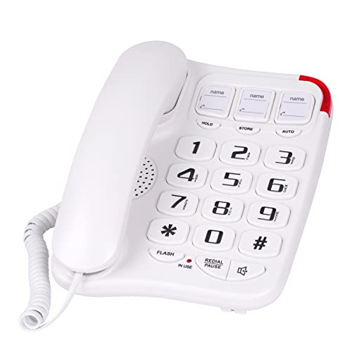 Large Button Phone for Seniors, Loud Ringer, One-Touch Dialing. Amplified Corded Phone with Speakerphone for Elderly Home Landline Phones, No Need to use Batteries.