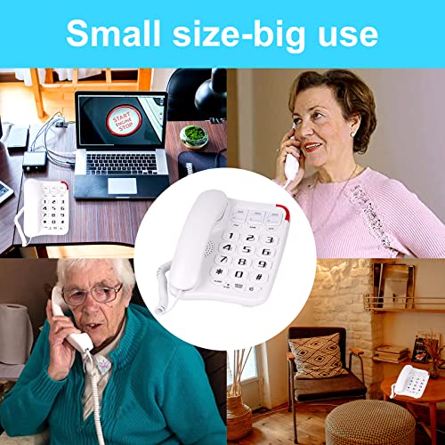 Large Button Phone for Seniors, Loud Ringer, One-Touch Dialing. Amplified Corded Phone with Speakerphone for Elderly Home Landline Phones, No Need to use Batteries.