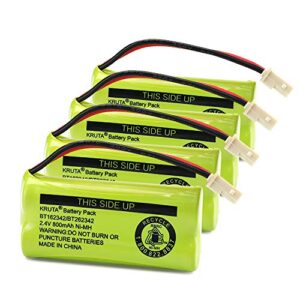 kruta bt166342 bt266342 battery 2.4v 800mah replacement battery pack compatible with for bt183342 bt283342 bt162342 bt262342 vtech cs6114 cs6419 cs6719 at&t el52300 cl80111 cordless phone (pack 4)