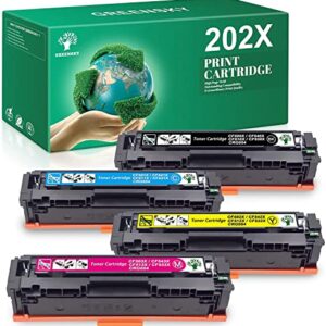 GREENSKY Compatible Toner Cartridges Replacement for HP 202X 202A CF500X CF500A for HP Color Pro MFP M281fdw M281cdw M254dw M254dn M254nw M280nw Printer (Black Cyan Magenta Yellow, 4 Pack)