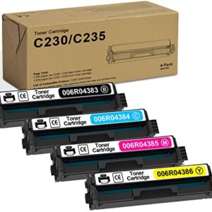 MSOTFUN C230/C235 High Capacity Toner Cartridge -006R04383 006R04384 006R04385 006R04386 Compatible Replacement for Xerox C230 C235 Printer Toner 4-Pack (1BK+1C+1M+1Y)