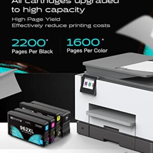 【Larger Capacity】 962XL High-Yield Ink Cartridge Combo Pack, Replacement for HP 962 962 XL Ink Cartridges, for OfficeJet Pro 9010 Series 9018 9012 9020 9015 9025 9022 9026 9027 (1BK/1C/1M/1Y, 4P)