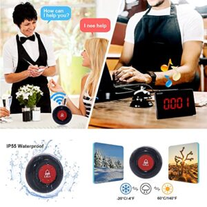 CallToU Wireless Calling System Customers Patient Pager System with 10 PCS Waterproof Call Buttons and 1 PC Display Receiver for Restaurant Clinic Nursing Home Caregiver