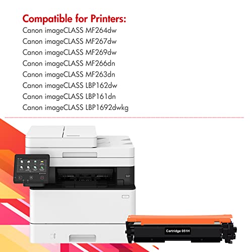 051H Toner Cartridge 2-Pack Compatible Replacement for Canon 051H 051 CRG051 for Canon imageCLASS MF269dw MF264dw MF267dw MF266dn MF263dn LBP161dn LBP162dw LBP1692dwkg Printer (Black)