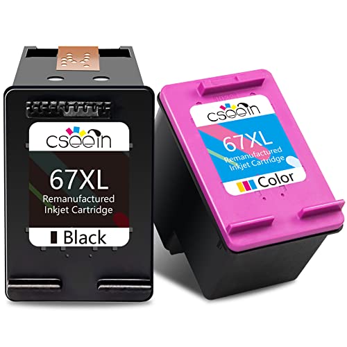 Remanufactured Printer Ink Cartridges for HP Ink 67 67XL Black and Color Combo Pack, for HP Envy 6055 6052 6075 Envy Pro 6452 6455 6458 DeskJet 2732 2752 2755 DeskJet Plus 4155 4152 4140 Replacement