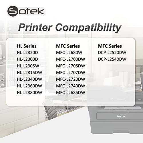 Sotek Compatible Toner Cartridges for TN630 TN-630 TN660 TN-660, Work with MFC-L2740DW DCP-L2520DW DCP-L2540DW MFC-L2700DW MFC-L2720DW HL-L2300D HL-L2320D HL-L2360DW HL-L2380DW HL-L2340DW (2 Pack)