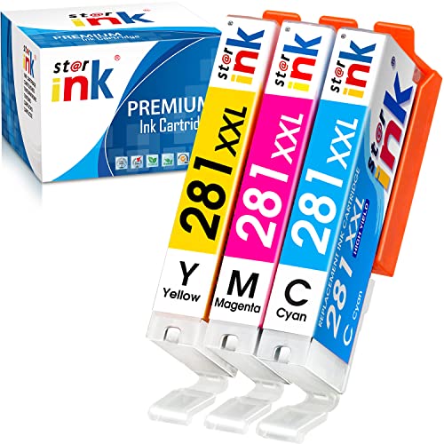 starink Compatible Ink Cartridge Replacement for Canon 281 XXL CLI-281XXL Color for TR8620 TR8520 TS9120 TR7520 TS8220 TS6120 TS6320 TS6220 TS8320 TR7500 TR8500 Printer(Cyan Magenta Yellow) 3-Pack