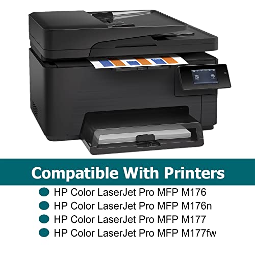 4-Pack Compatible HP 130A Black,Cyan, Magenta, Yellow Toner Cartridges Works with HP Color Laserjet Pro MFP M177fw,M176n Printer Ink