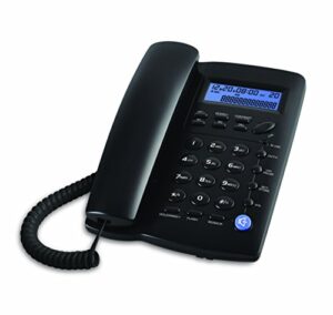 ornin y043 corded telephone with speaker, display, desk phone only (black)