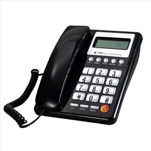 corded telephone landline telephone, dual interface wired telephone big button landline phones with caller identification suitable for office, front desk, home, hotel, corded landline (black)