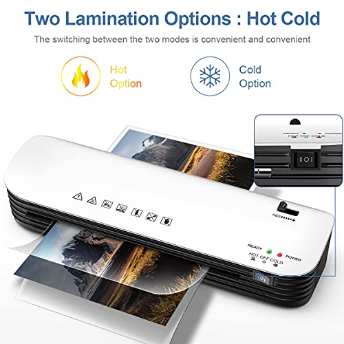 Laminator, A4 Laminator Machine, 4 in 1 Thermal Laminator for Home Office School Use, 9 inches Max Width, Quick Warm-Up, Paper Trimmer, Corner Rounder (15 Laminating Pouches)