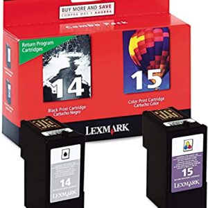 Lexmark 18C2239 14 & 15 X2600 X2650 X2670 Z2300 Z2320 Ink Cartridge Combo Pack (Black and Color, 2-Pack) in Retail Packaging