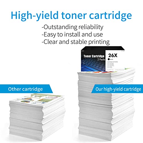 CF226X 26A Toner Cartridge 2Pack: Compatible Cartridge Replacement for HP 26X 26A CF226X Black Toner for Pro M402dn M402n M402d M402dw MFP M426 M426fdw M426dw M426fdn Printer