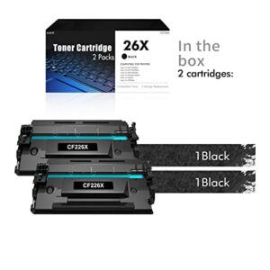 CF226X 26A Toner Cartridge 2Pack: Compatible Cartridge Replacement for HP 26X 26A CF226X Black Toner for Pro M402dn M402n M402d M402dw MFP M426 M426fdw M426dw M426fdn Printer