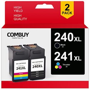 pg-240 xl/cl-241 xl ink cartridges remanufactured replacement for canon 240xl 241xl 240 xl 241 xl ink cartridge for pixma mg3620 ts5120 mg2120 mg3520 mx452 mx512 (1 black, 1 tri-color)