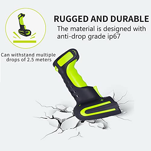 Symcode Wireless 2D Bluetooth Barcode Scanner with Stand 433 Wireless 2625 Feet Transmission Distance USB QR Automatic Barcode Reader Handhold Bar Code Scanner with Charging Base Vibration Alert Green