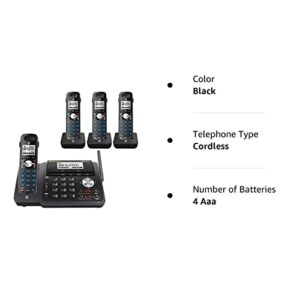 AT&T TL88102BK DECT 6.0 2-Line Expandable Cordless Phone with Answering System and Dual Caller ID/Call Waiting, 3 Handsets, Black