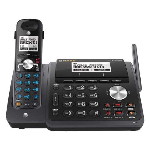 AT&T TL88102BK DECT 6.0 2-Line Expandable Cordless Phone with Answering System and Dual Caller ID/Call Waiting, 3 Handsets, Black