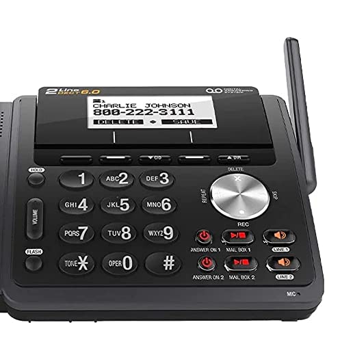 AT&T TL88102BK DECT 6.0 2-Line Expandable Cordless Phone with Answering System and Dual Caller ID/Call Waiting, 3 Handsets, Black