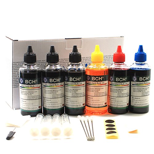 Printer Ink by BCH - Compatible to Refill All Printers: MG PG 240 243 245 CL 241 244 246 XL Inkjet Cartridge - Bulk Standard Grade 100 ml x 6 (Total 600 ml)