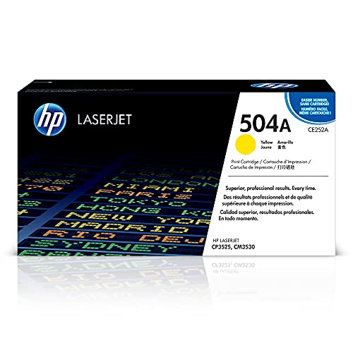 HP 504A Yellow Toner Cartridge | Works with HP Color LaserJet CM3530, CP3525 Series | CE252A