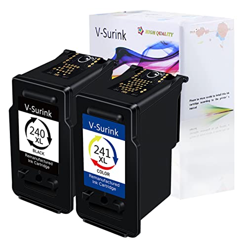 High-Yield 240 XL 241 XL Ink Cartridge Replacement for Canon 240XL 241XLcombo Pack for Pixma MG3620 MG3600 TS5120 MG2120 MG3520 MX452 MX512 MX532 MX472 Printer (1 Black 1 Color)