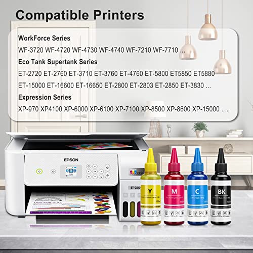 Xcinkjet Sublimation Ink Refilled for Epson C88 C88+ WF7720 ET2720 WF7710 ET2650 ET2750 WF2750 WF3620 Printer(1*Black 1*Cyan 1*Magenta 1*Yellow,4-Pack)