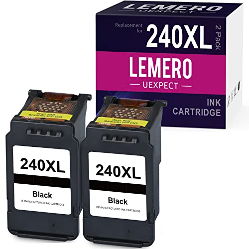 240XL Black Ink LemeroUexpect Remanufactured Ink Cartridge Replacement for Canon PG- 240 XL Ink Cartridges Combo Pack for Pixma MG3620 MG3520 TS5120 MX532 MG3220 MG2120 MX452 MX432 Printer,2P