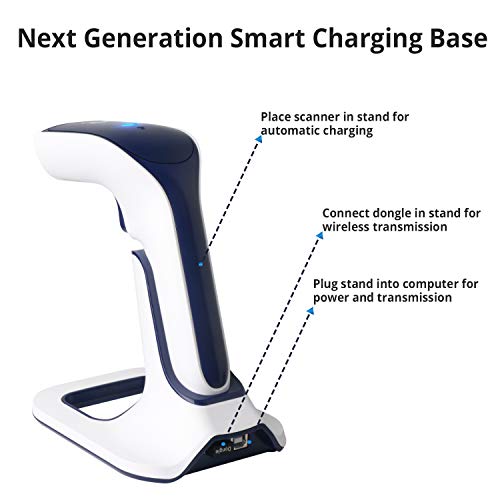 ScanAvenger Wireless Portable 1D With Stand Bluetooth Barcode Scanner: 3-in-1 Hand Scanners -Vibration, Cordless, Rechargeable Scan Gun for Inventory Management - Handheld, USB Bar Code UPC/Ean Reader