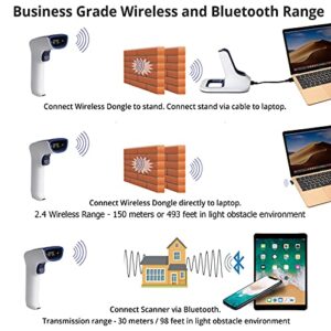 ScanAvenger Wireless Portable 1D With Stand Bluetooth Barcode Scanner: 3-in-1 Hand Scanners -Vibration, Cordless, Rechargeable Scan Gun for Inventory Management - Handheld, USB Bar Code UPC/Ean Reader