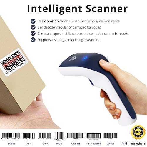 ScanAvenger Wireless Portable 1D With Stand Bluetooth Barcode Scanner: 3-in-1 Hand Scanners -Vibration, Cordless, Rechargeable Scan Gun for Inventory Management - Handheld, USB Bar Code UPC/Ean Reader