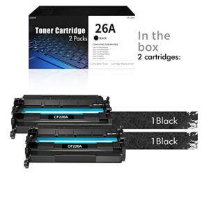 CF226A Toner Cartridge 26A Black: 2 Pack Compatible Toner Replacement for HP 26A CF226A 26X Work with Color Laser Pro MFP M402dw M402n M402dn M402d M402 Pro MFP M426dw M426fdw M426fdn M426 Printer