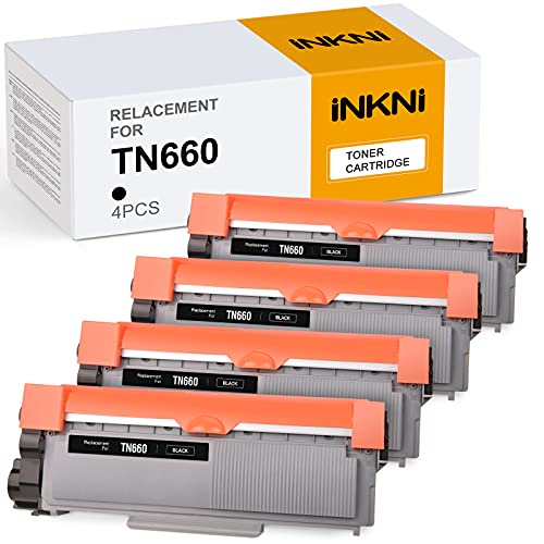 InkNI Compatible Toner Cartridge Replacement for TN660 TN-660 TN630 TN-630 High Yield to use with HL-L2300D HL-L2380DW DCP-L2540DW MFC-L2700DW MFC-L2740DW Printer Toner (Black, 4-Pack)